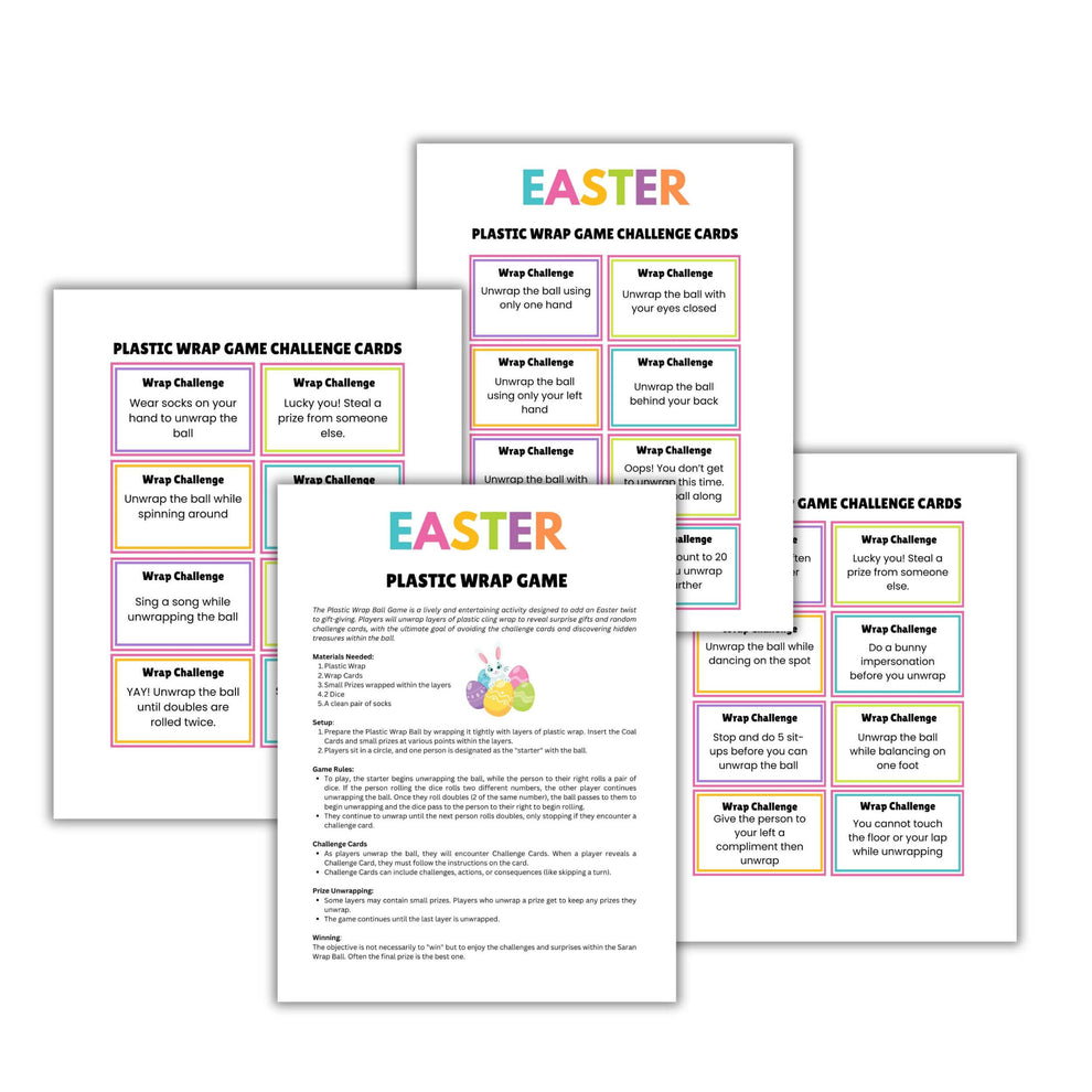 Easter Plastic Wrap Ball Game Challenge Cards – Simplify Create Inspire