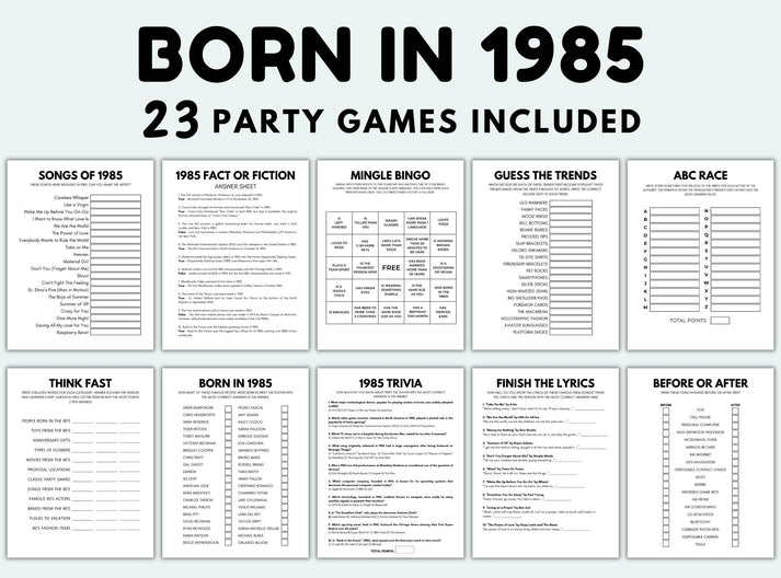 Born In 1985 Party Game Bundle – Simplify Create Inspire