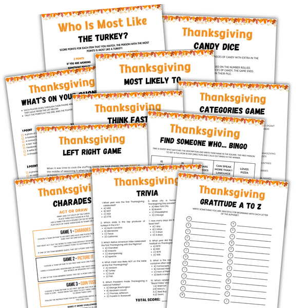 Thanksgiving Party Game Bundle – Simplify Create Inspire