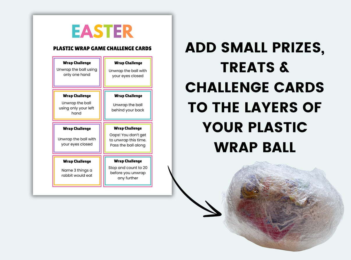 Easter Plastic Wrap Ball Game Challenge Cards – Simplify Create Inspire