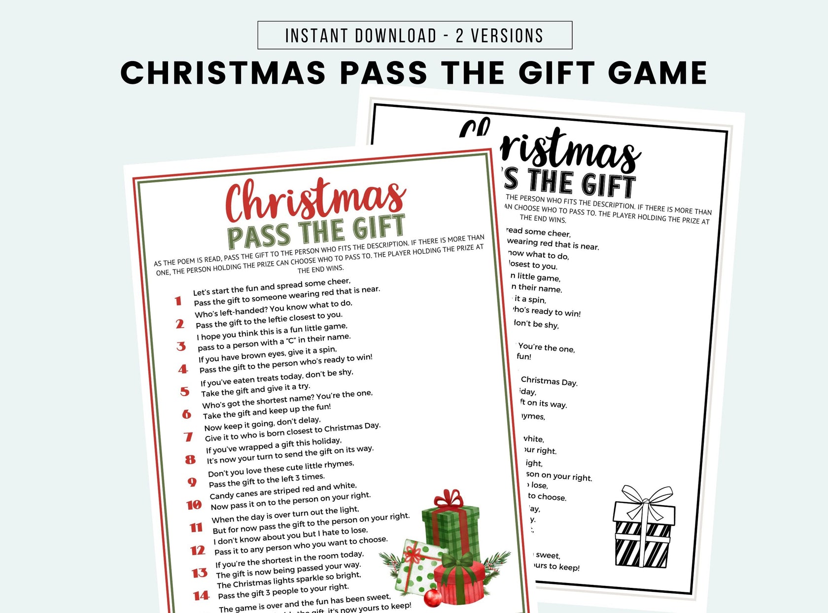 Christmas Pass The Gift Game – Simplify Create Inspire