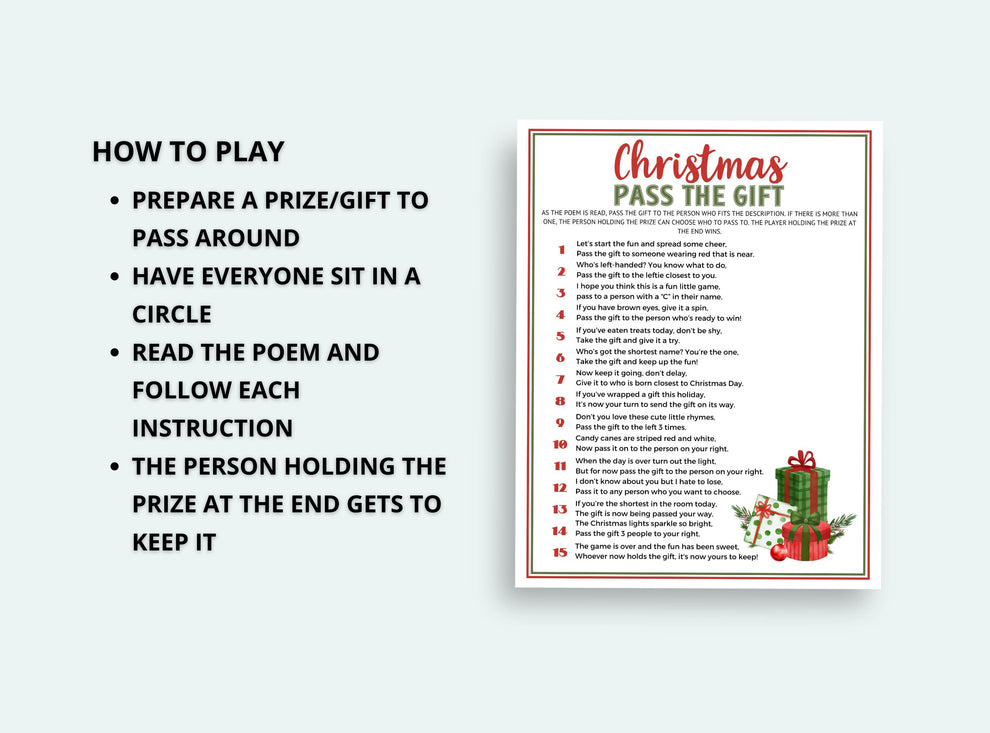 Christmas Pass The Gift Game – Simplify Create Inspire