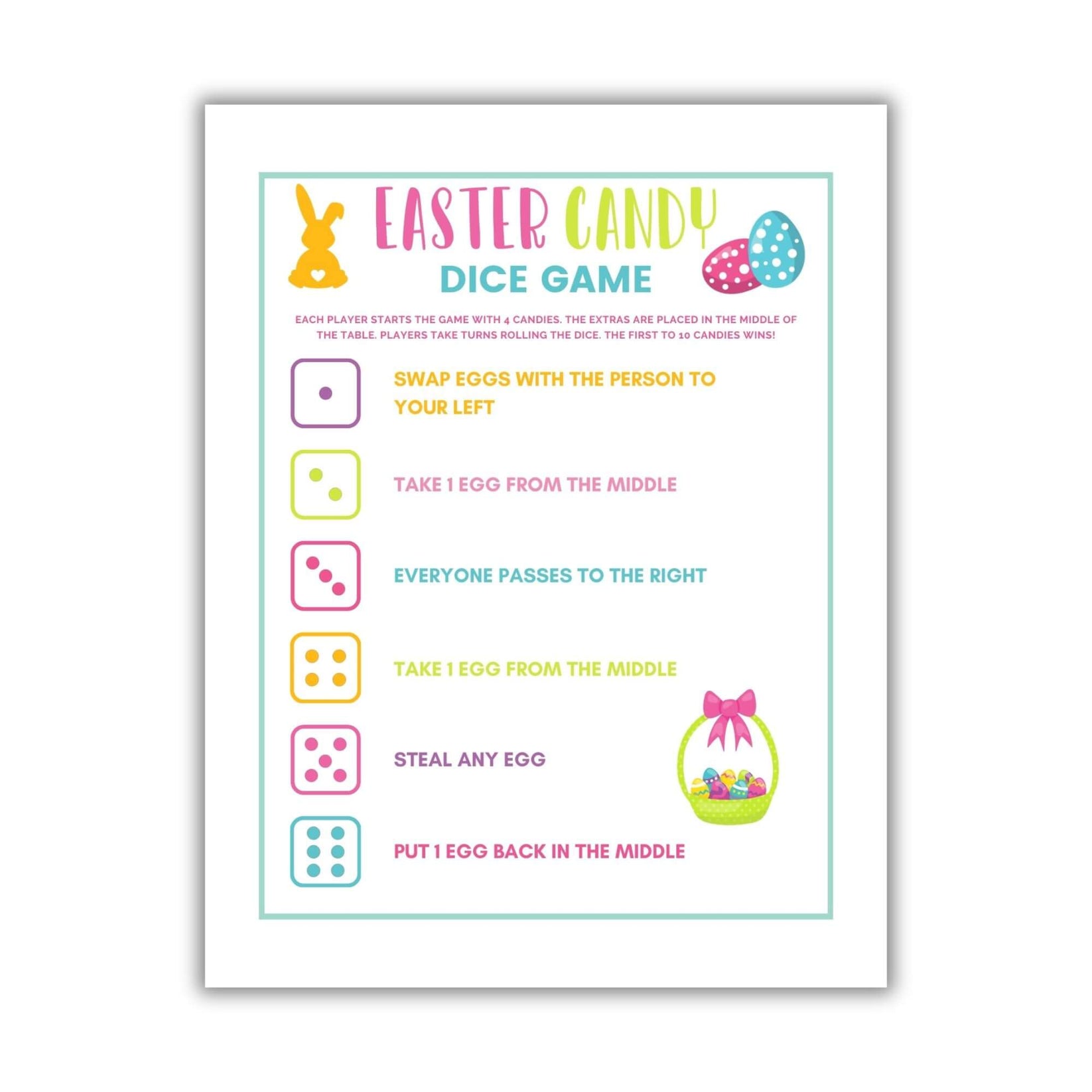 Easter Candy Dice Game – Simplify Create Inspire