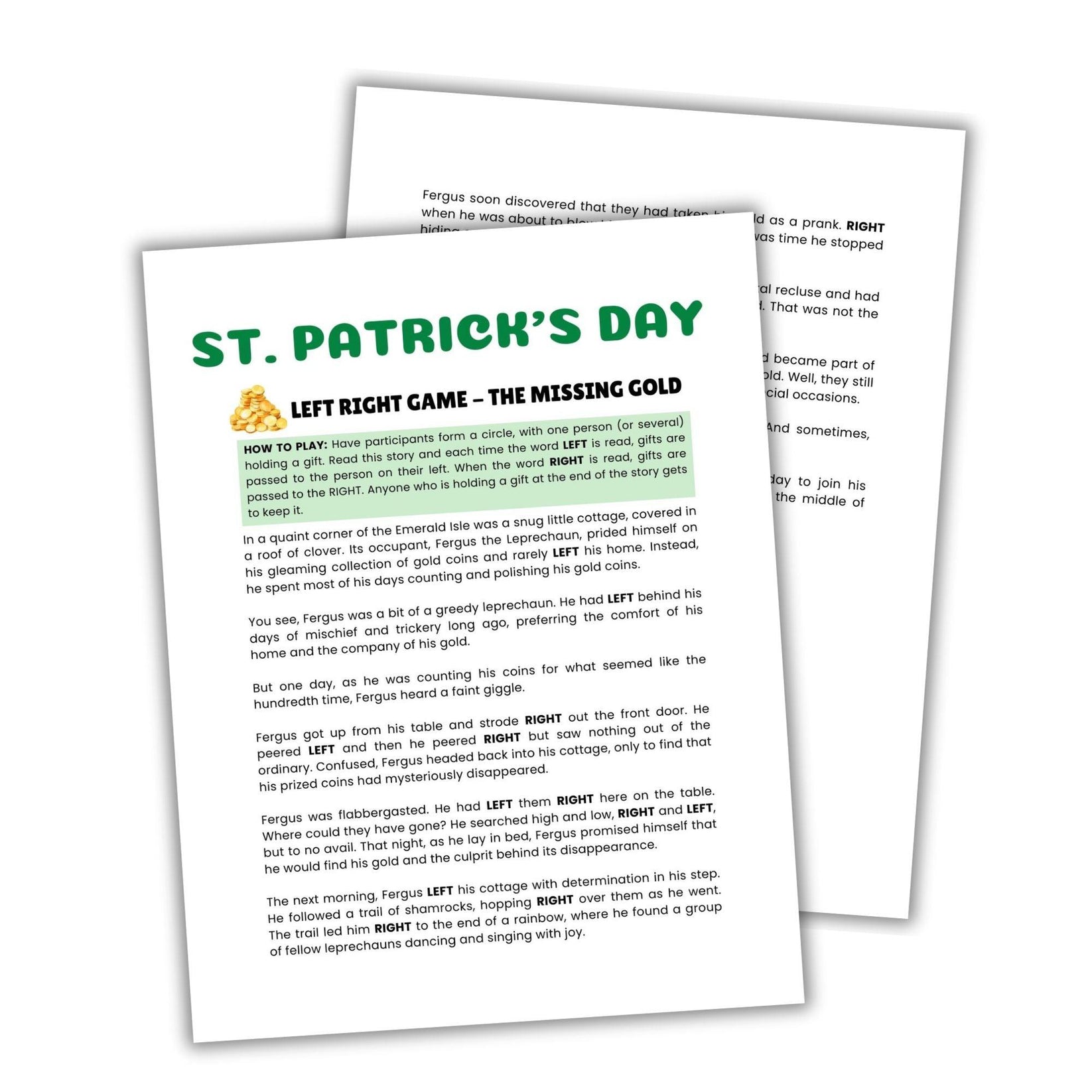 St Patrick's Day Left Right Game – Simplify Create Inspire