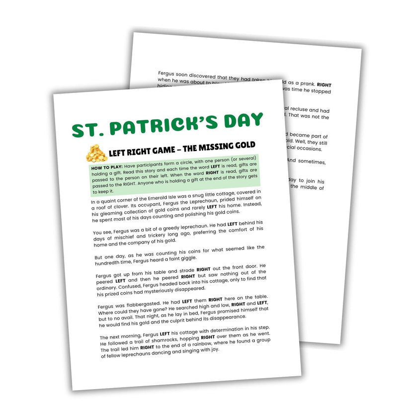St Patrick's Day Left Right Game – Simplify Create Inspire