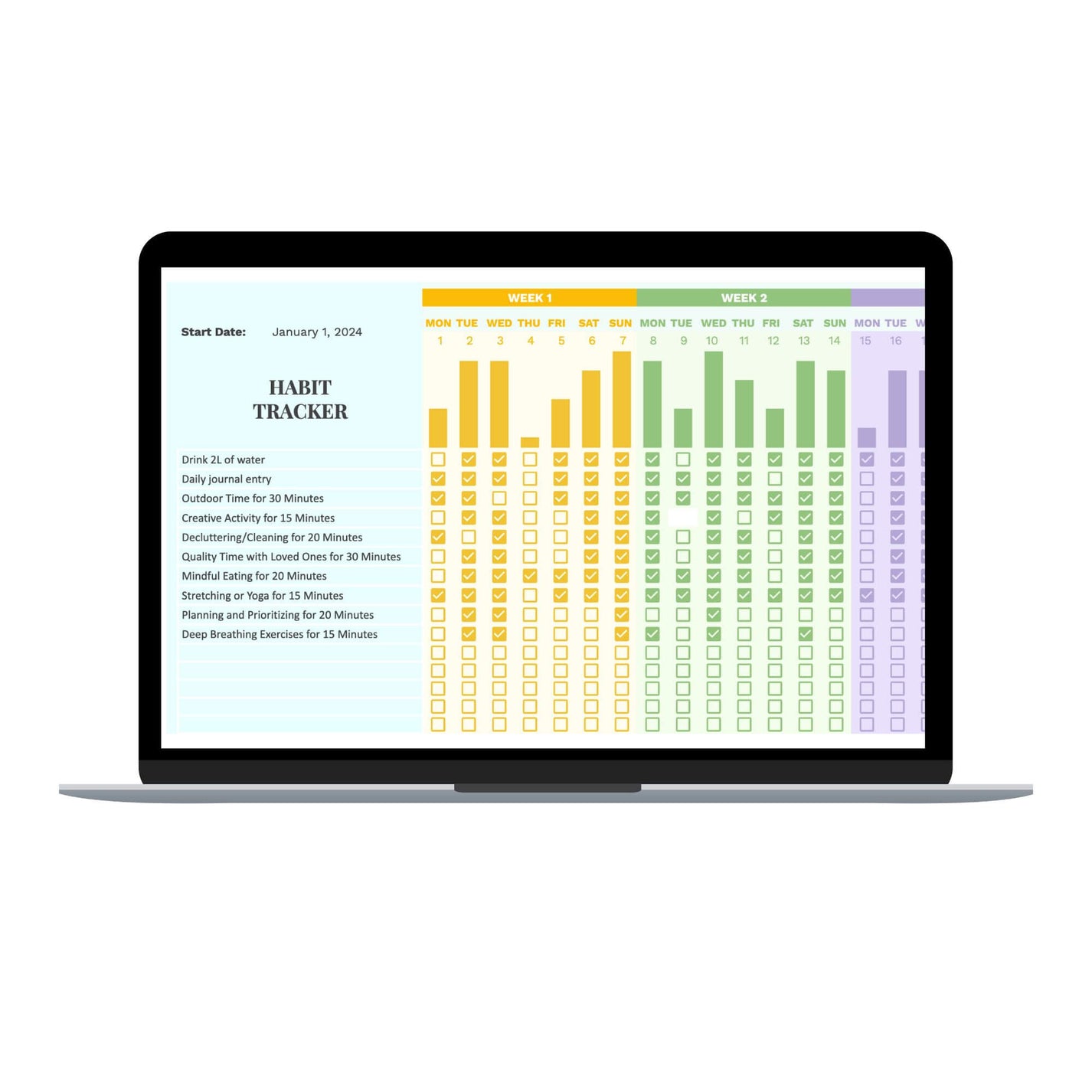 Simple Habit Tracker Spreadsheet – Simplify Create Inspire