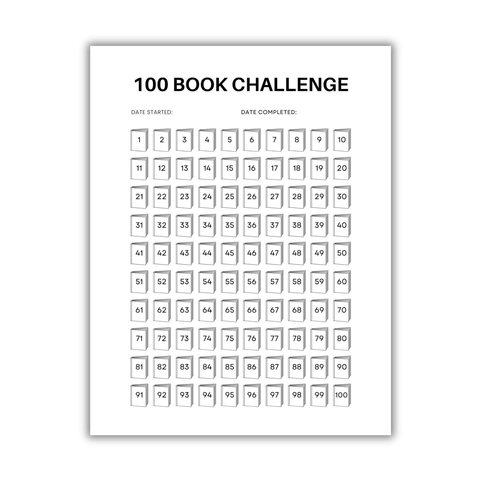 100 Book Reading Challenge Tracker PDF – Simplify Create Inspire