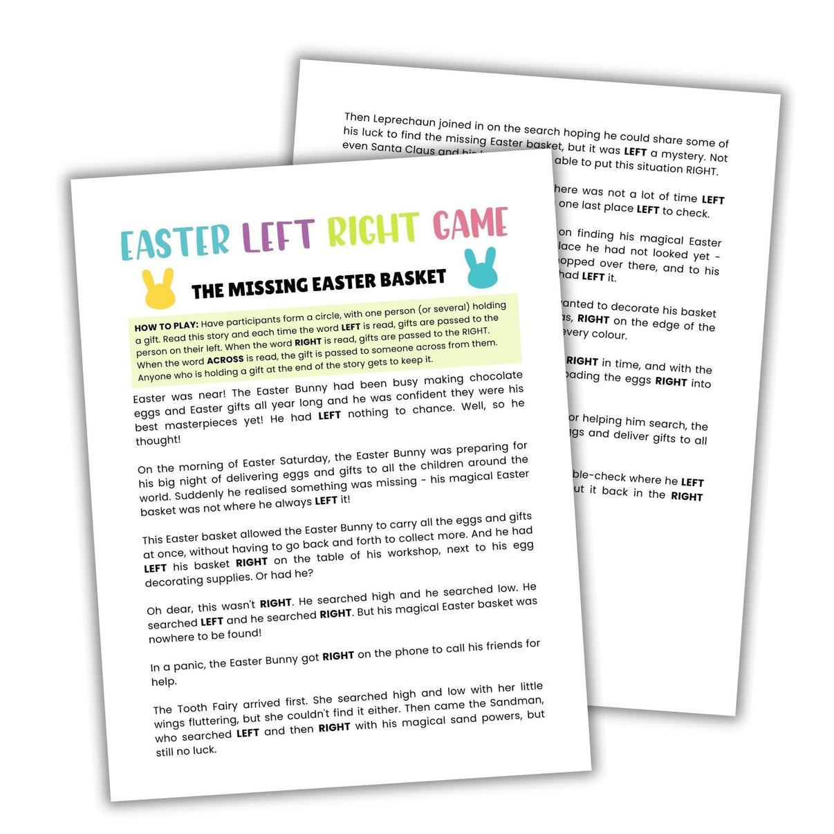 Easter Left Right Game – Simplify Create Inspire