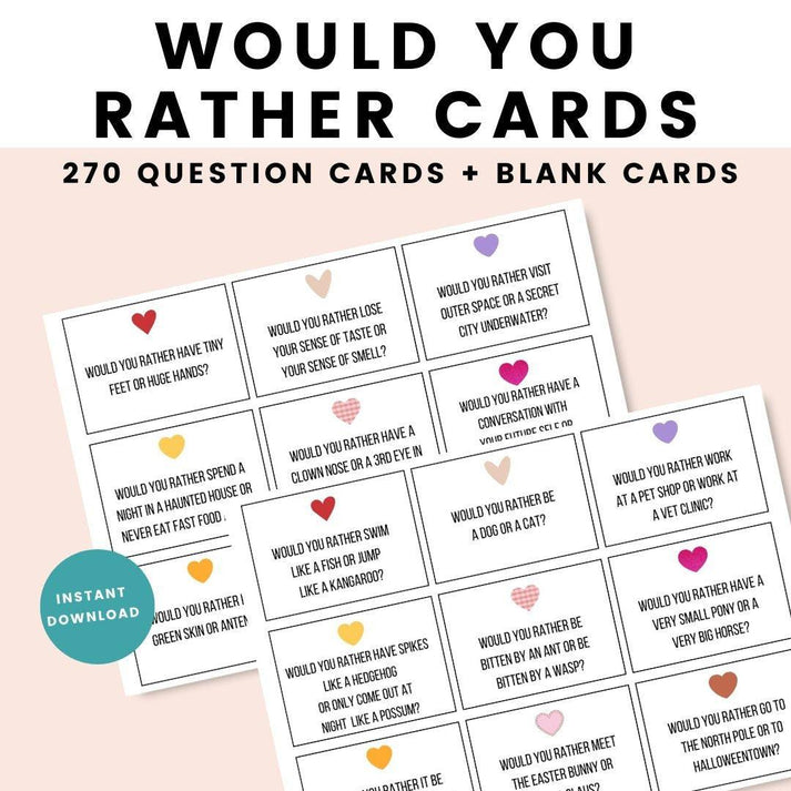 Would You Rather Question Cards For Families – Simplify Create Inspire
