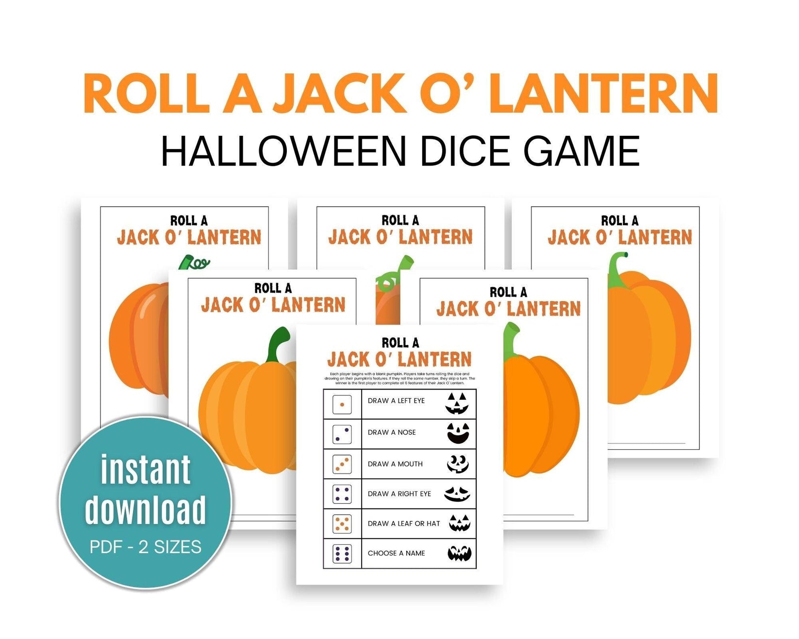 Halloween Roll A Jack O' Lantern Game – Simplify Create Inspire