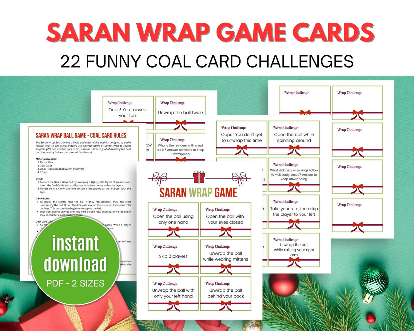 Saran Wrap Ball Game Challenge Cards – Simplify Create Inspire