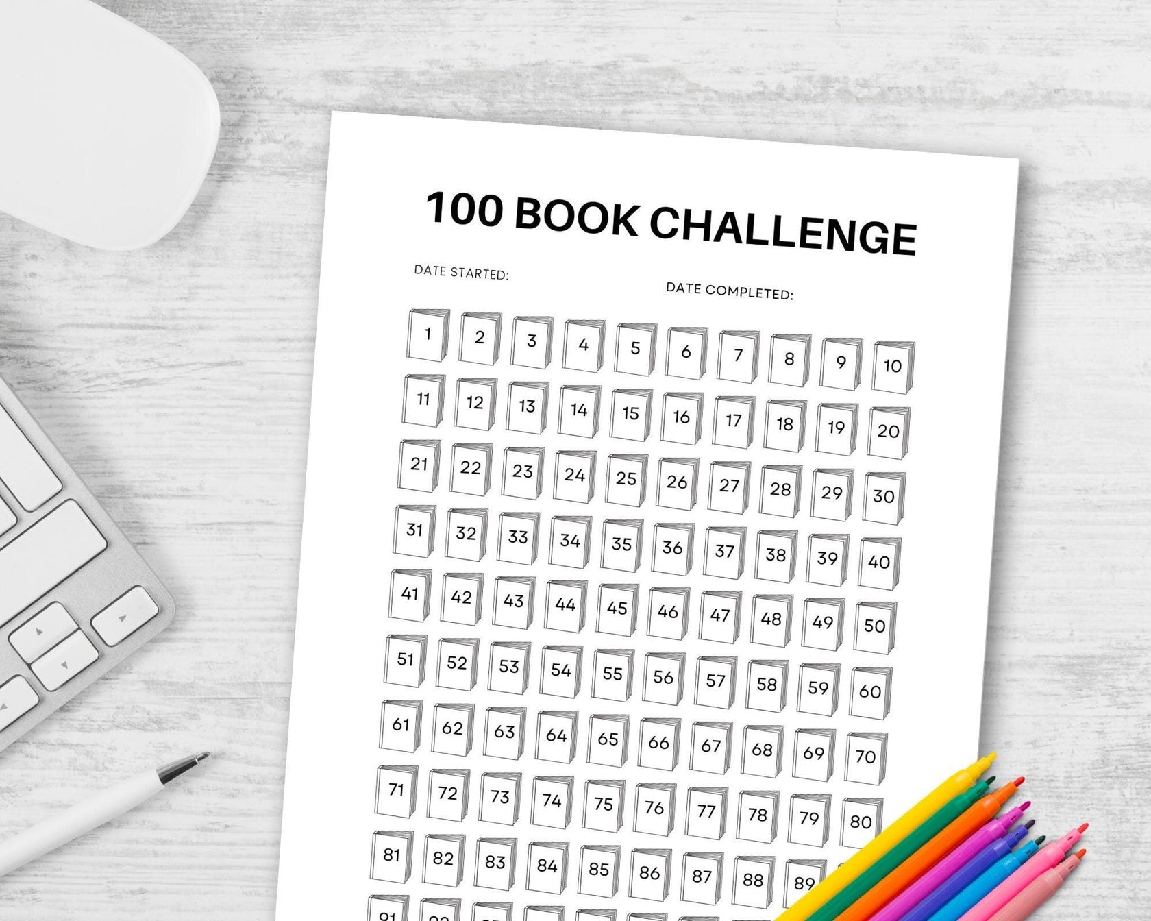 100 Book Reading Challenge Tracker PDF – Simplify Create Inspire