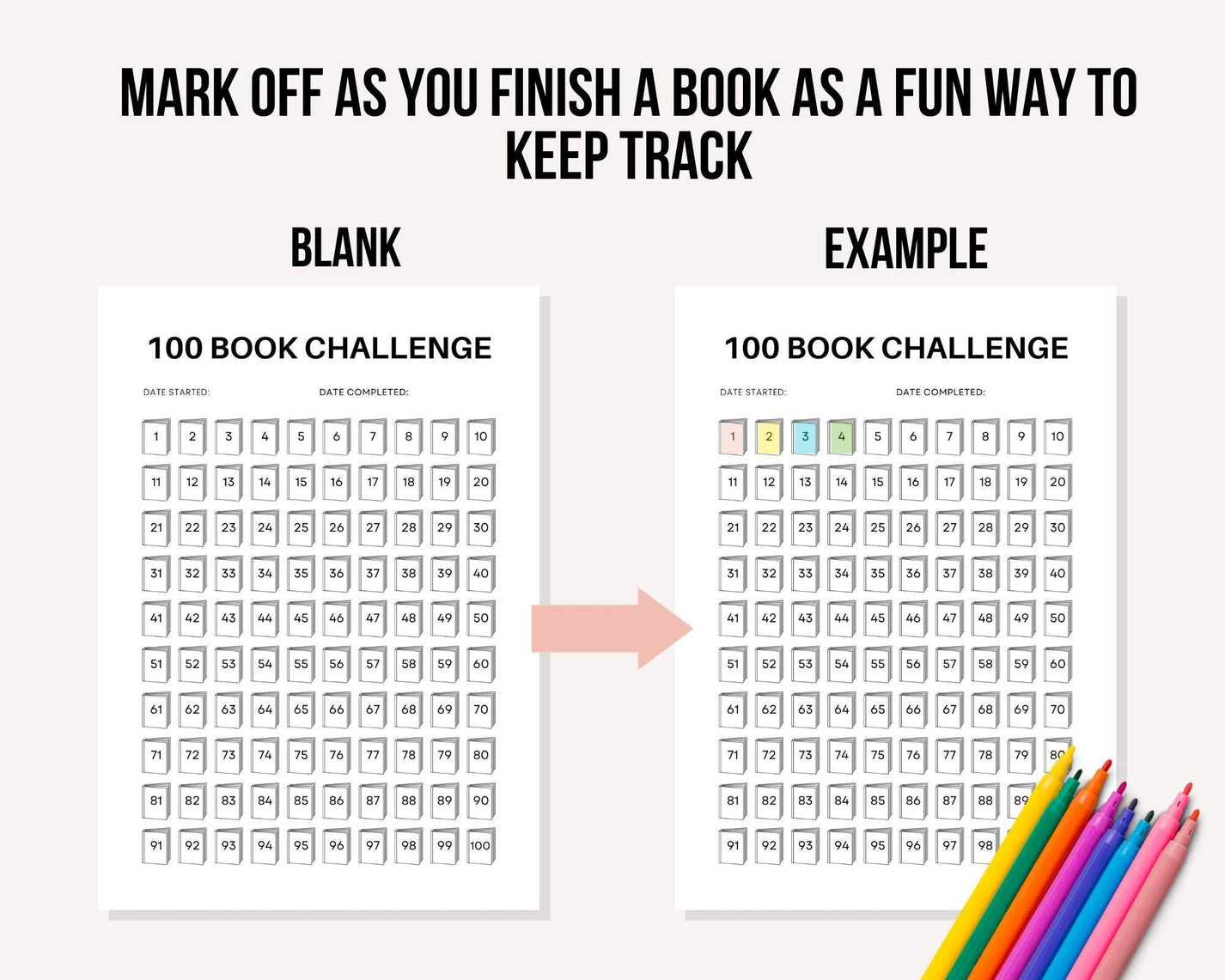 100 Book Reading Challenge Tracker PDF – Simplify Create Inspire